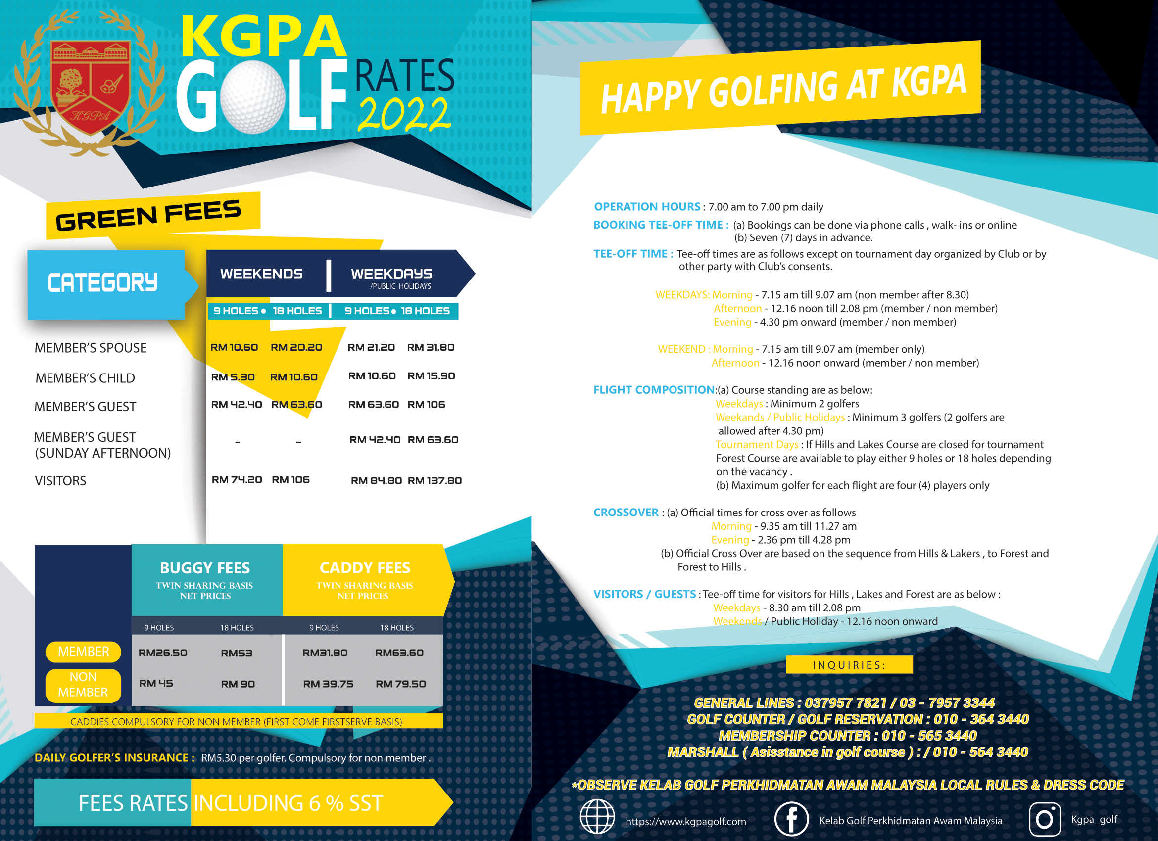 Golf Rates – Kelab Golf Perkhidmatan Awam Malaysia (KGPA)