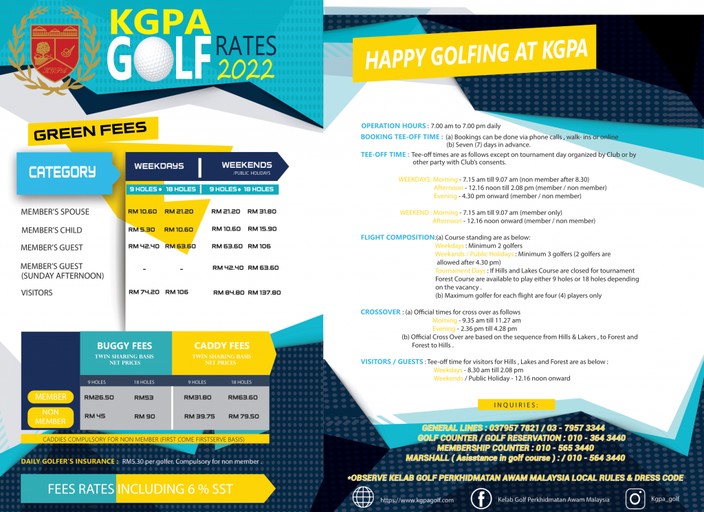 Golf Rates – Kelab Golf Perkhidmatan Awam Malaysia (KGPA)